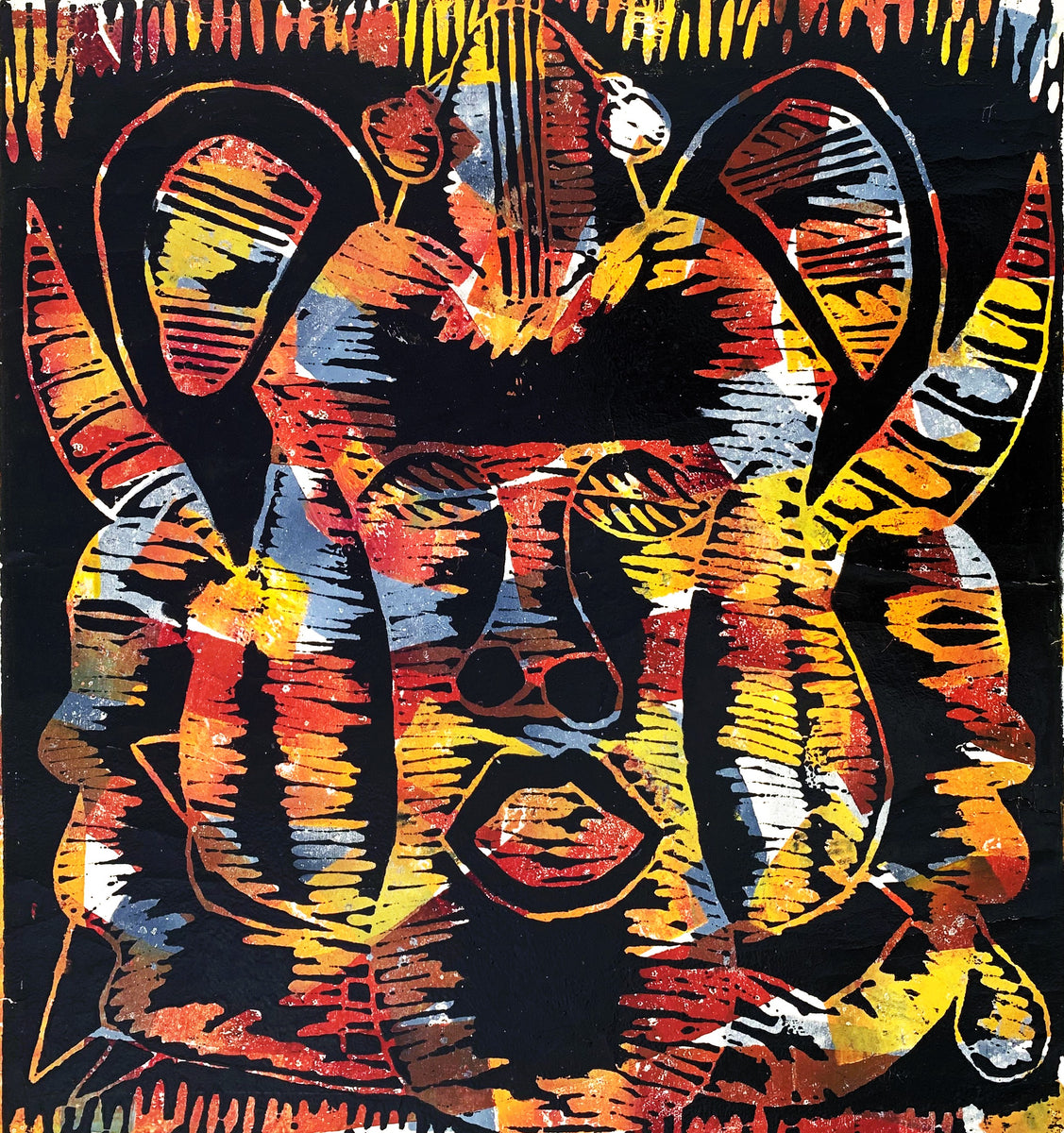 Mega Mask 2 - Woodcut Original – Okaybabs Art